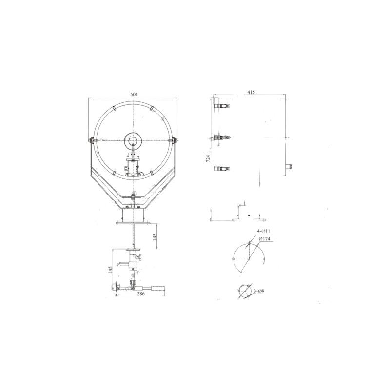 search light for sea-route and bank and surface search